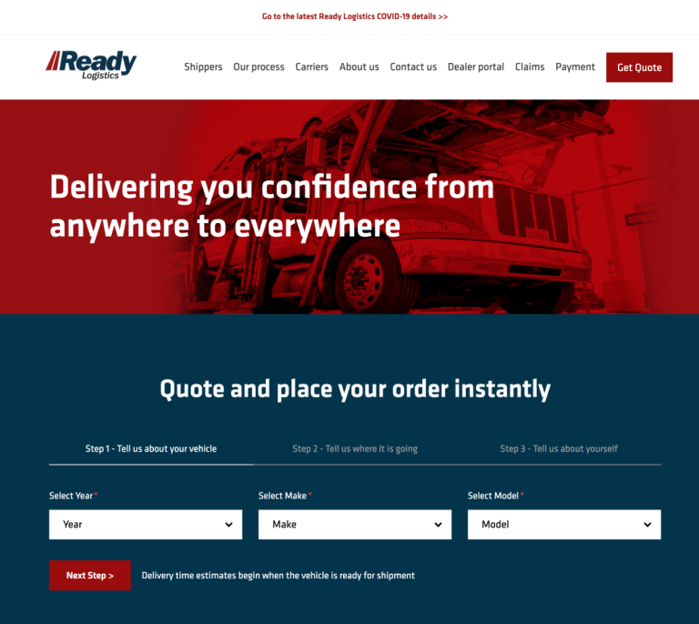 49% More Leads with UI/UX Refresh & VIP Migration for Ready Logistics ...
